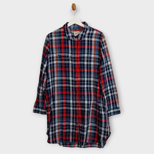 Universal Thread Dress Women Large Blue Red White Plaid Tunic Button ...