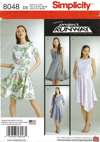 Simplicity 8048 Scoop or Square Neck Dresses w Pockets Sz 4-12 UNCUT ...