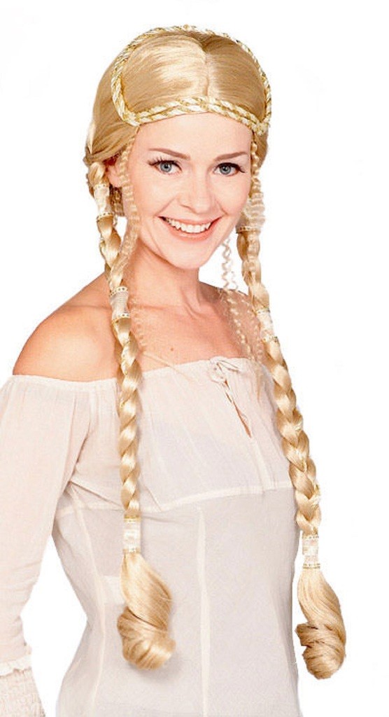 Womens Adult Long Blonde Renaissance Pig Tails Costume Wig | eBay