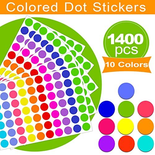 2800 PCS Color Coding Labels Circle Dot 6.8 inch Multicolor for sale ...