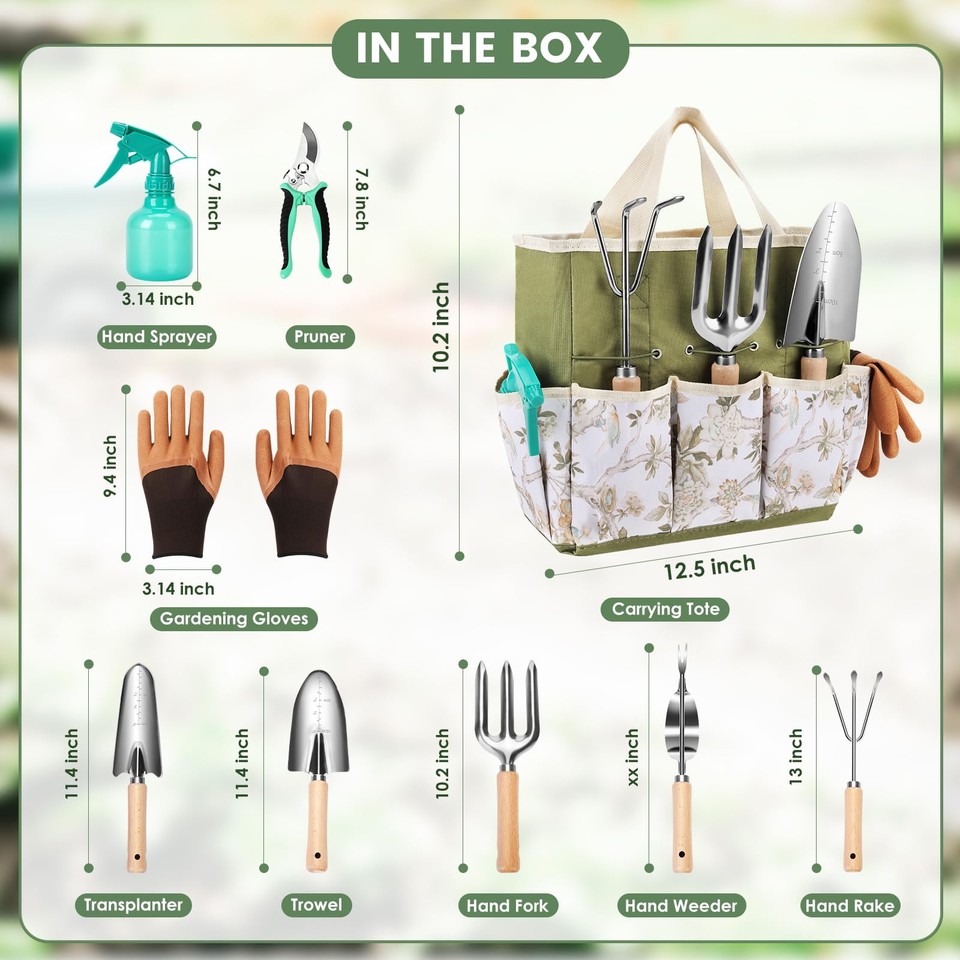 Gardening Tools Set, Garden Tool Kit Comes with Bag, Garden Tool Set ...