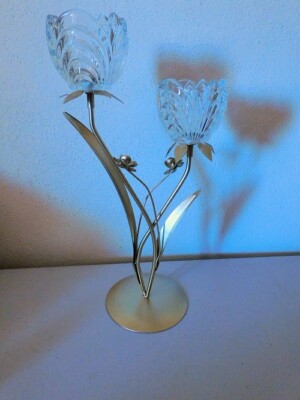 DUSK Florable Collection 2 cup Tulip Gold Tealight Holder | eBay Australia