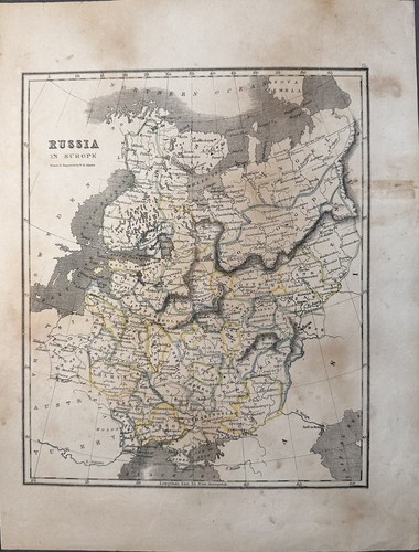 1825-1850 Russia In Europe Original Atlas Map, Drawn & Engraved by W. H ...