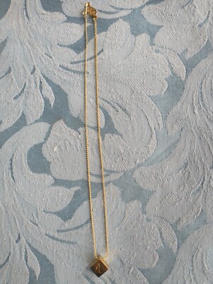 Vintage Biagi gold-tone Necklace w/stencil "A" intial pendant charm | eBay