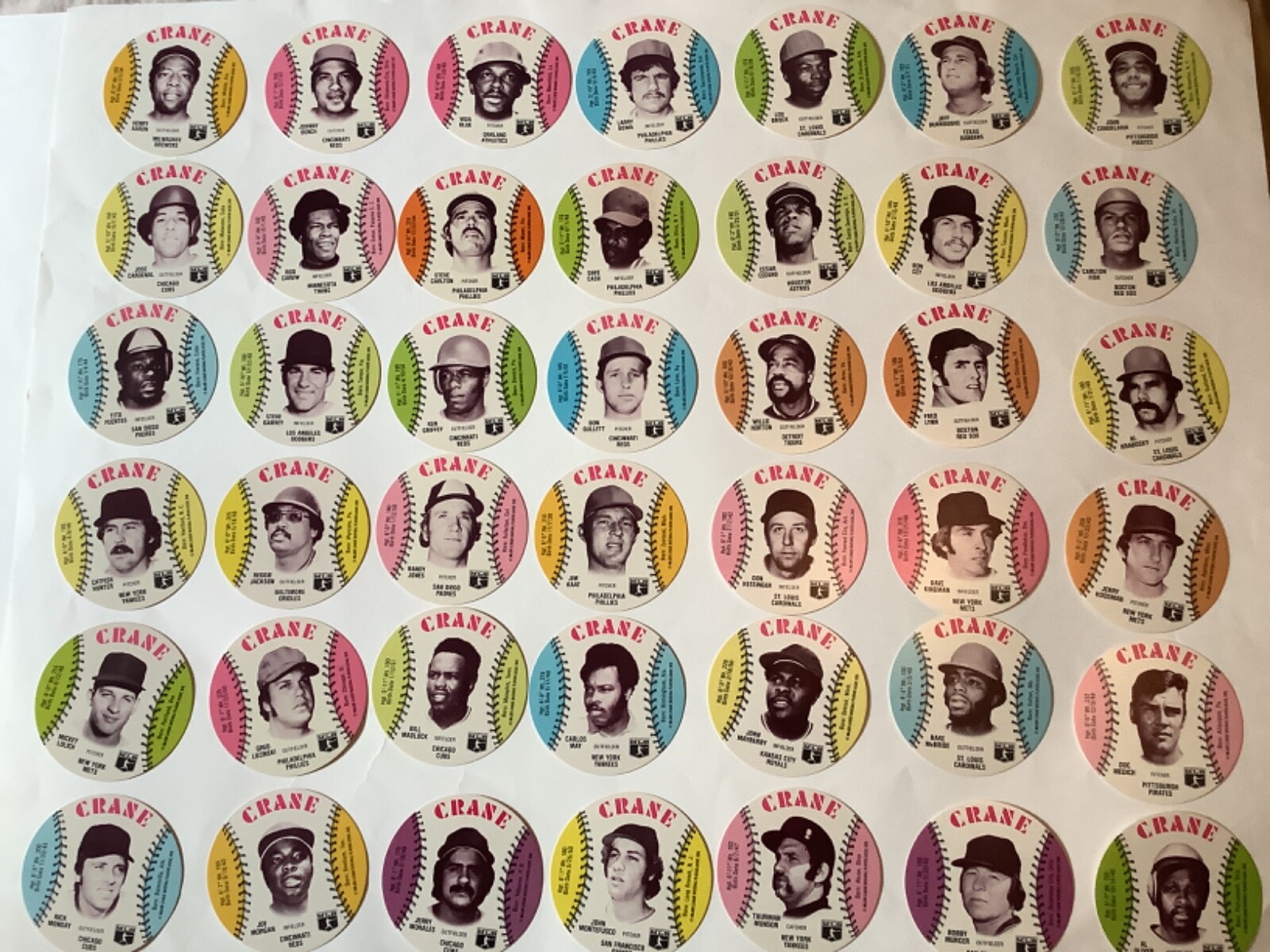 1976 CRANE BASEBALL - CRANE POTATO CHIP DISC (70) CARD COMPLETE SET | eBay