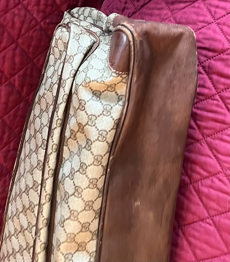 Vintage Gucci 70's tennis racquet bag GG Beige and Br… - Gem