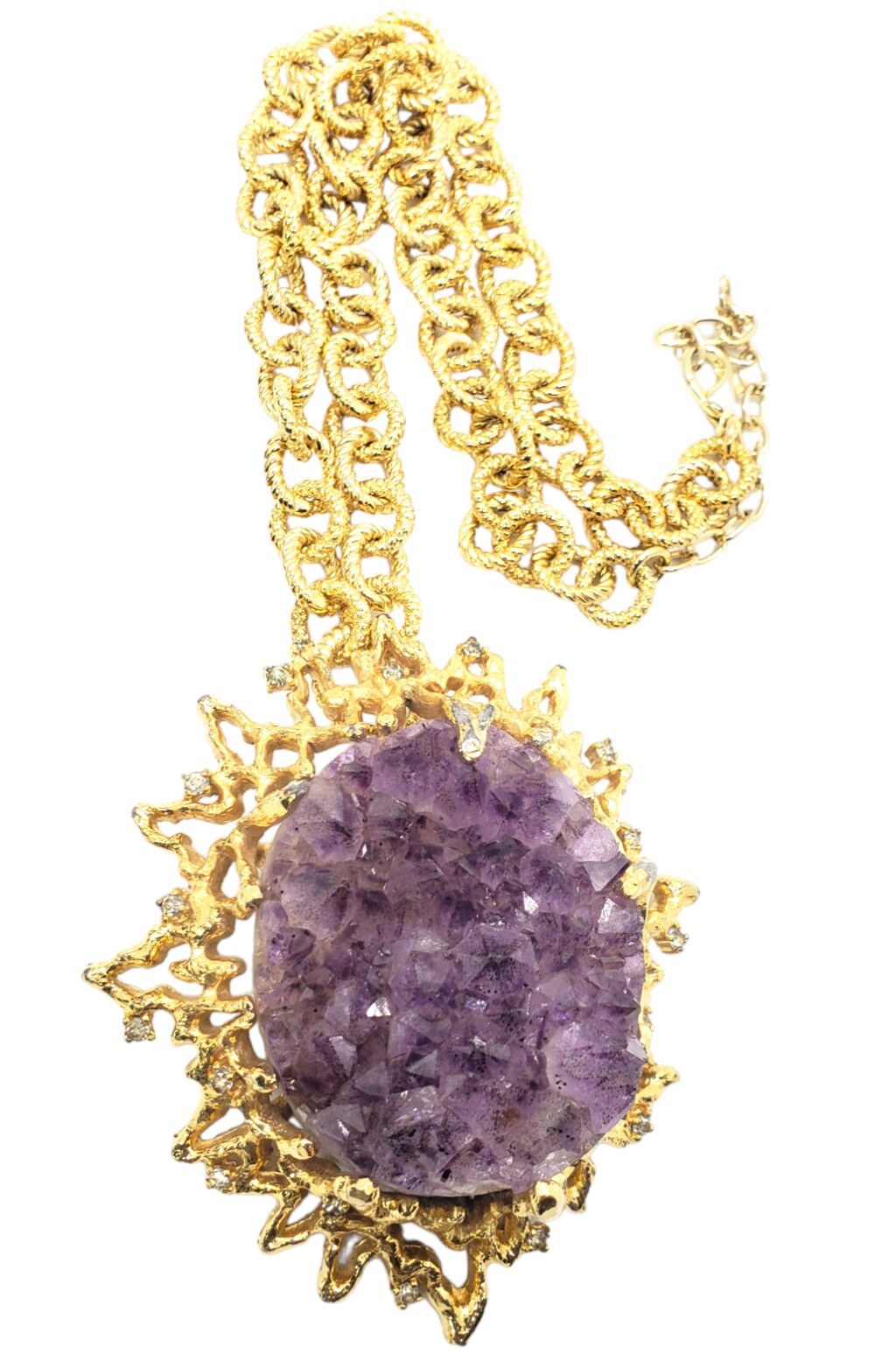 Rare Joseph Mazer Goldtone Amethyst Statement Brooch Necklace Jomaz | eBay