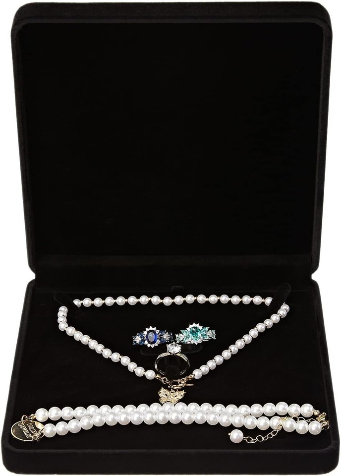 Large Velvet Jewelry Set Gift Box, Necklace Box With LED Light, Elegant ...