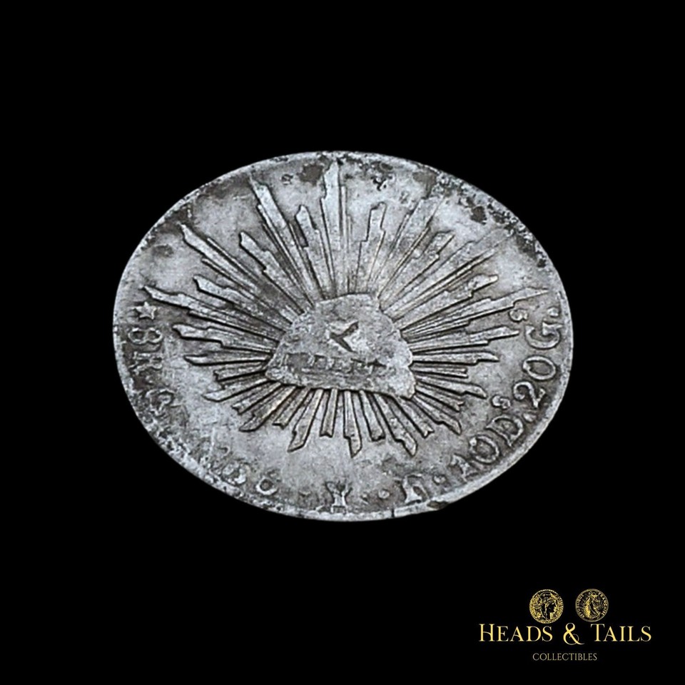 1868 MEXICO 8 REALES "GO YF" SILVER COIN CHOPMARKED & OVERDATE 1658/68 ...