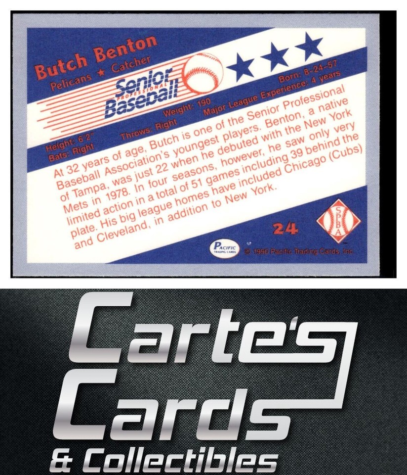 Butch Benton 1990 Pacific Senior League Glossy #24 St. Petersburg ...