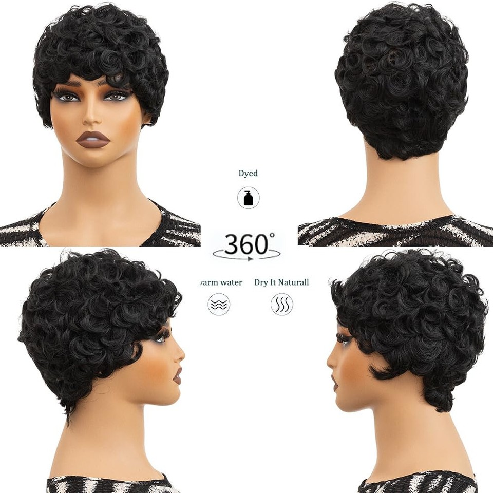 Ann Short Pixie Black Wig synthetic gatsby girl daily cosplay drama ...