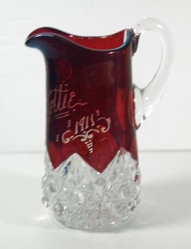 EAPG JEFFERSON GLASS RUBY FLASHED CREAMER - COMMEMORATIVE - 1911 | eBay