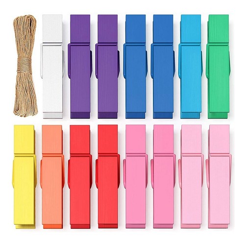 100Pcs Color Printed Wood Craft Clip Baby Clothes Line Clip for ...