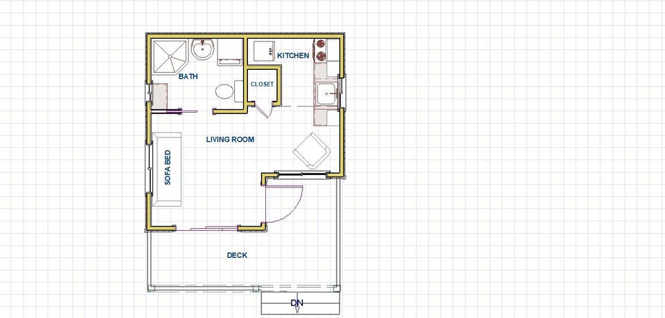 Tiny House Plans 228 square feet with front porch deck. | eBay