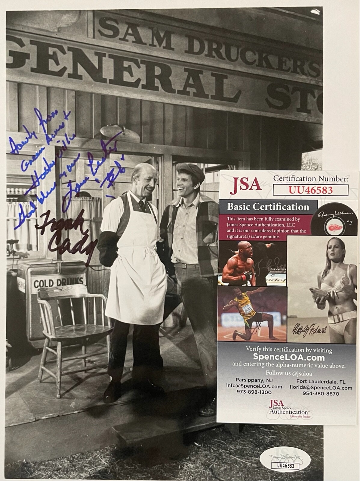 Frank Cady & Tom Lester GREEN ACRES Original signed 8x10 photo w/JSA ...