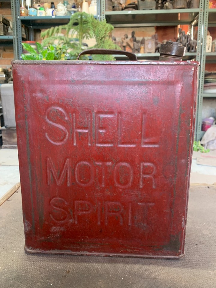 Vintage Shell Motor Spirit Petrol Fuel Can 2 Gallon Garage Tin Can ...
