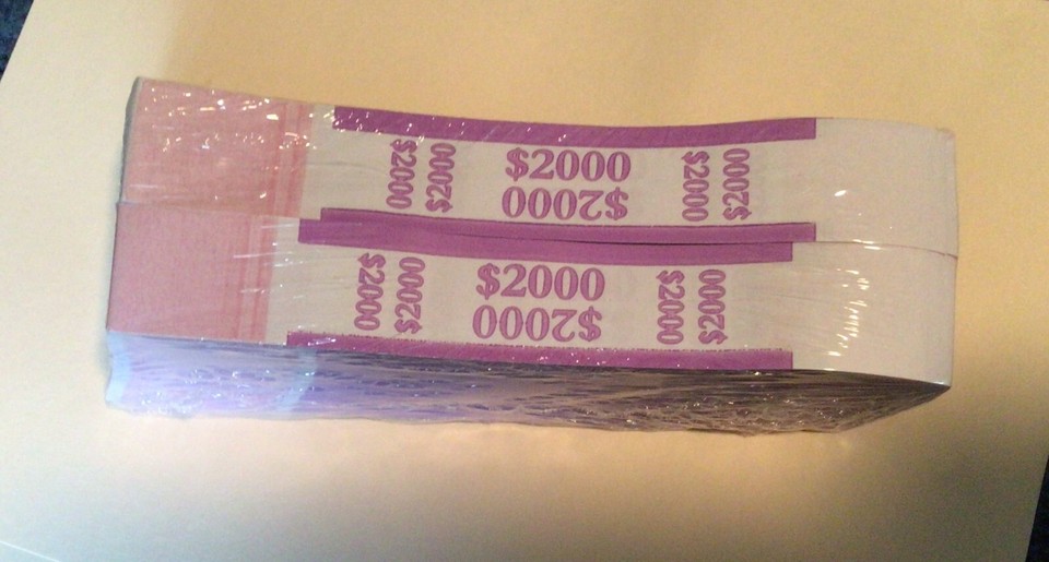100 New Self Sealing Purple $2000 Straps Currency Bands for cash money ...