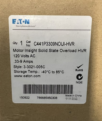 EATON CUTLER HAMMER C441P3309N0UI HVR C441 Motor Insight Overload ...