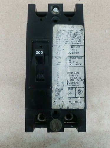 Cutler Hammer CC2200 200 A 2 Pole Circuit Breaker 120/240VAC 200A ...