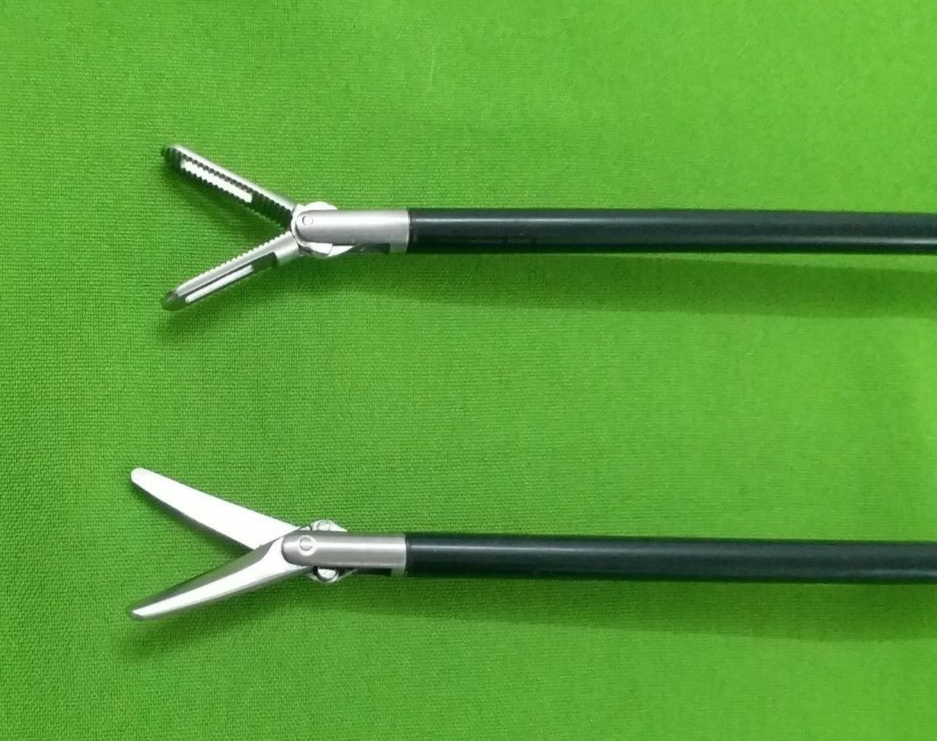 2pc Laparoscopic Curved Scissor 5mmx330mm & Bowel Forceps Surgical ...