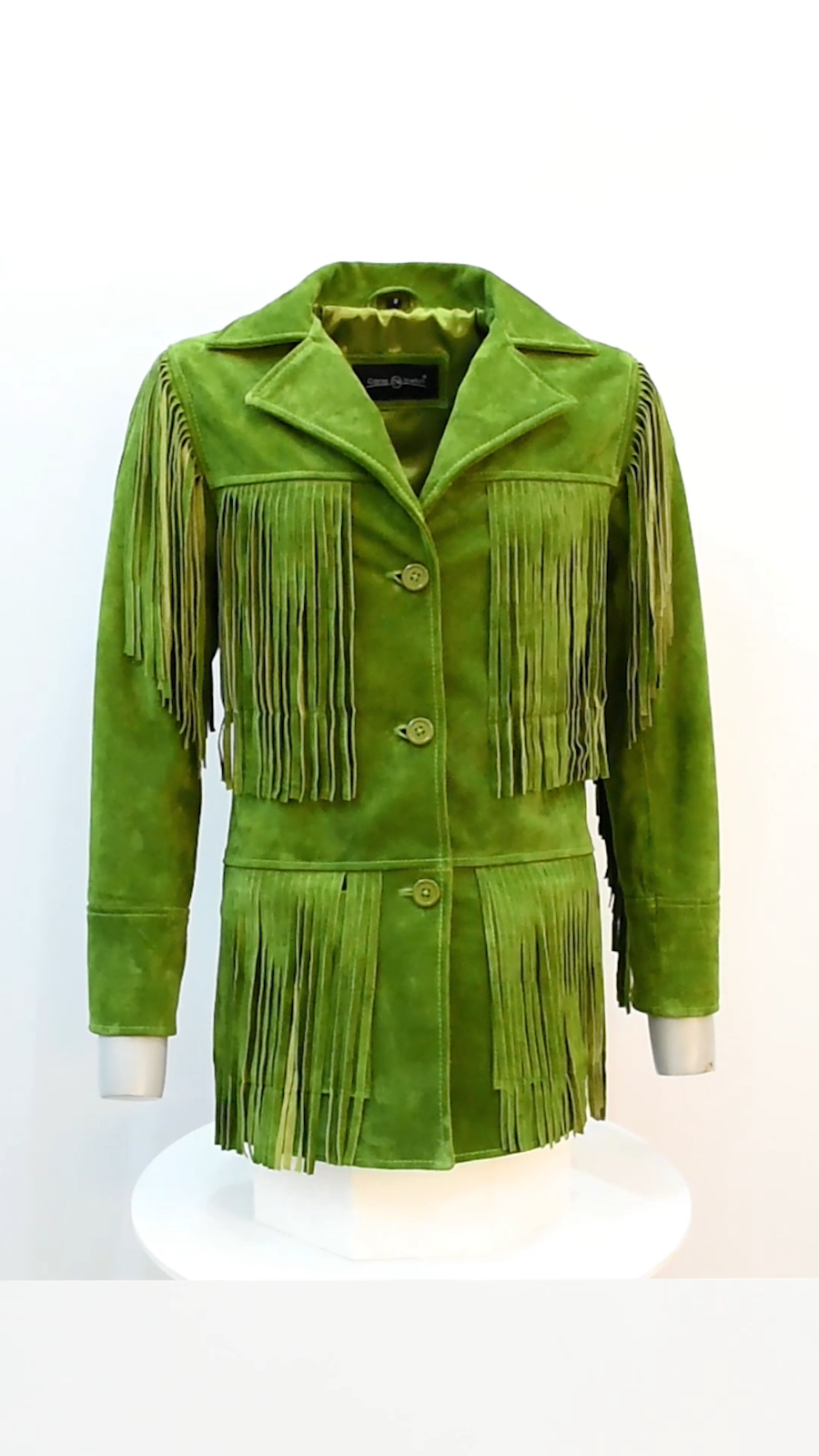 Women Western Fringes Leather Jacket Lime Green Classic Style Real ...