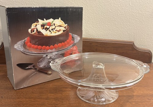 Mikasa Tempting Crystal Footed Cake Stand Raised Cherry Design RC148 ...