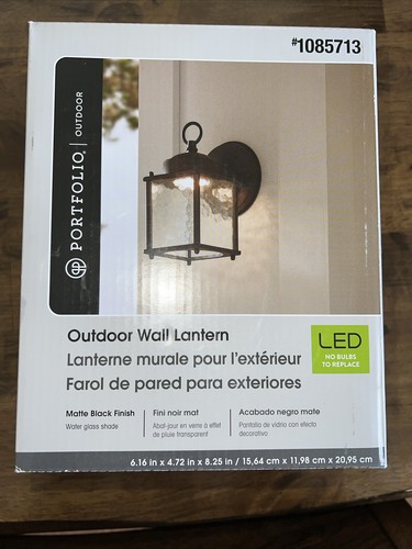 Portfolio Outdoor LED Wall Light Lantern Farmhouse Cottage Matte Black ...