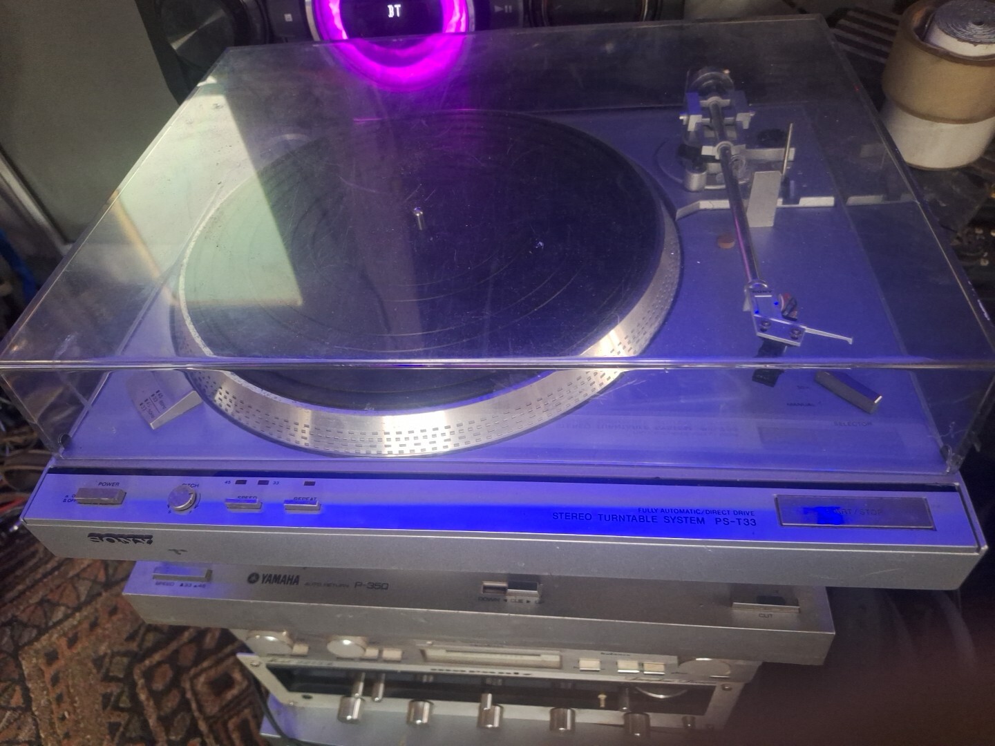 Sony Direct Drive Turntable PS-T33 w/ Cartridge & Cover | eBay