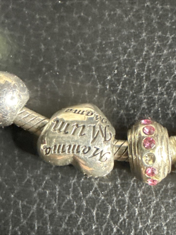 Pandora Sterling Silver Bracelet w/ Authentic Pandora Charms "S925 ALE ...