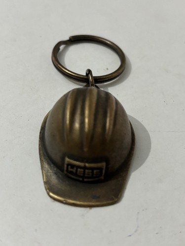 Vintage Hess gas station advertising keychain Brass Construction Helmet ...