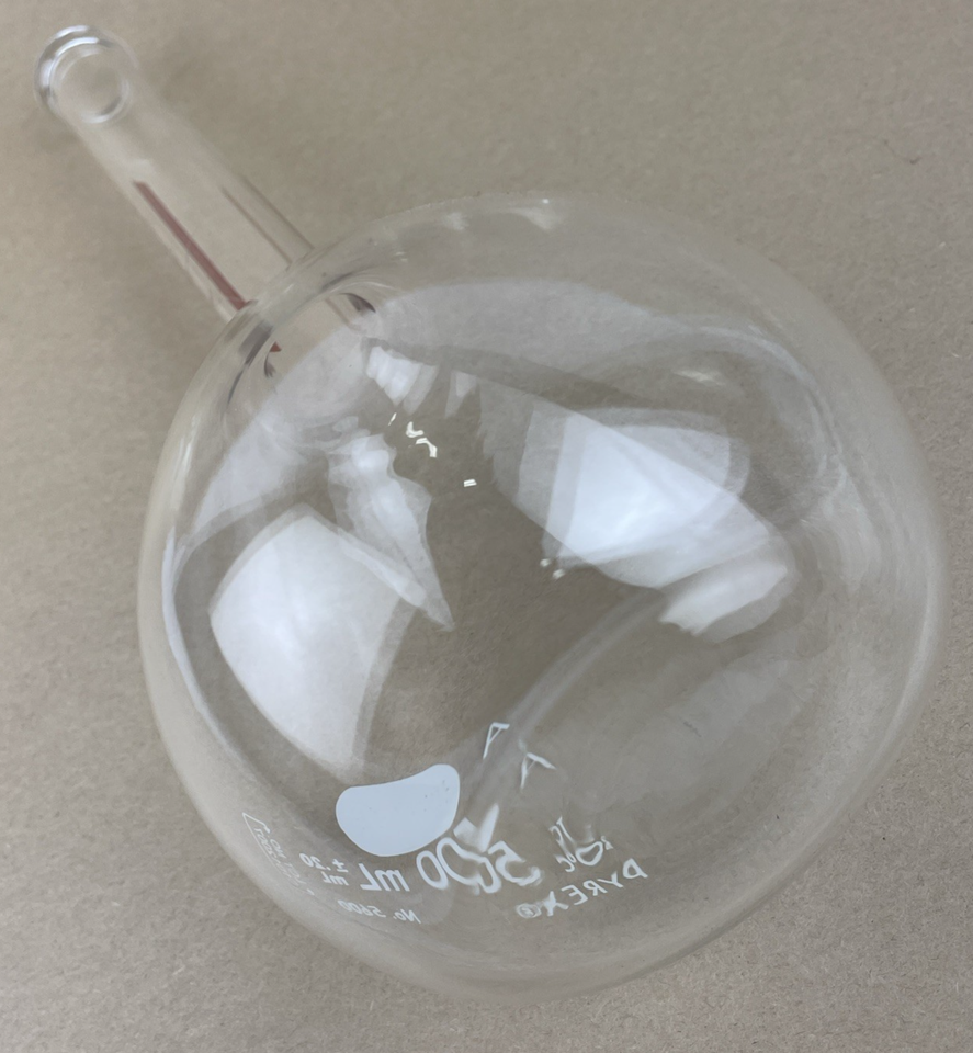 CORNING PYREX Glass Class A 500mL Lifetime Red TC Volumetric Flask w ...