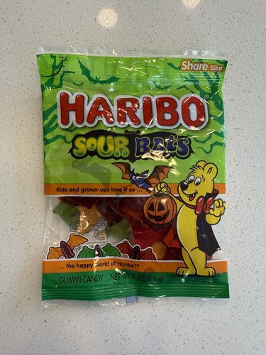 Haribo SOUR VAMPIRE BATS Gummi Candy 4 oz Share Size Fruit Gummy ** BB ...