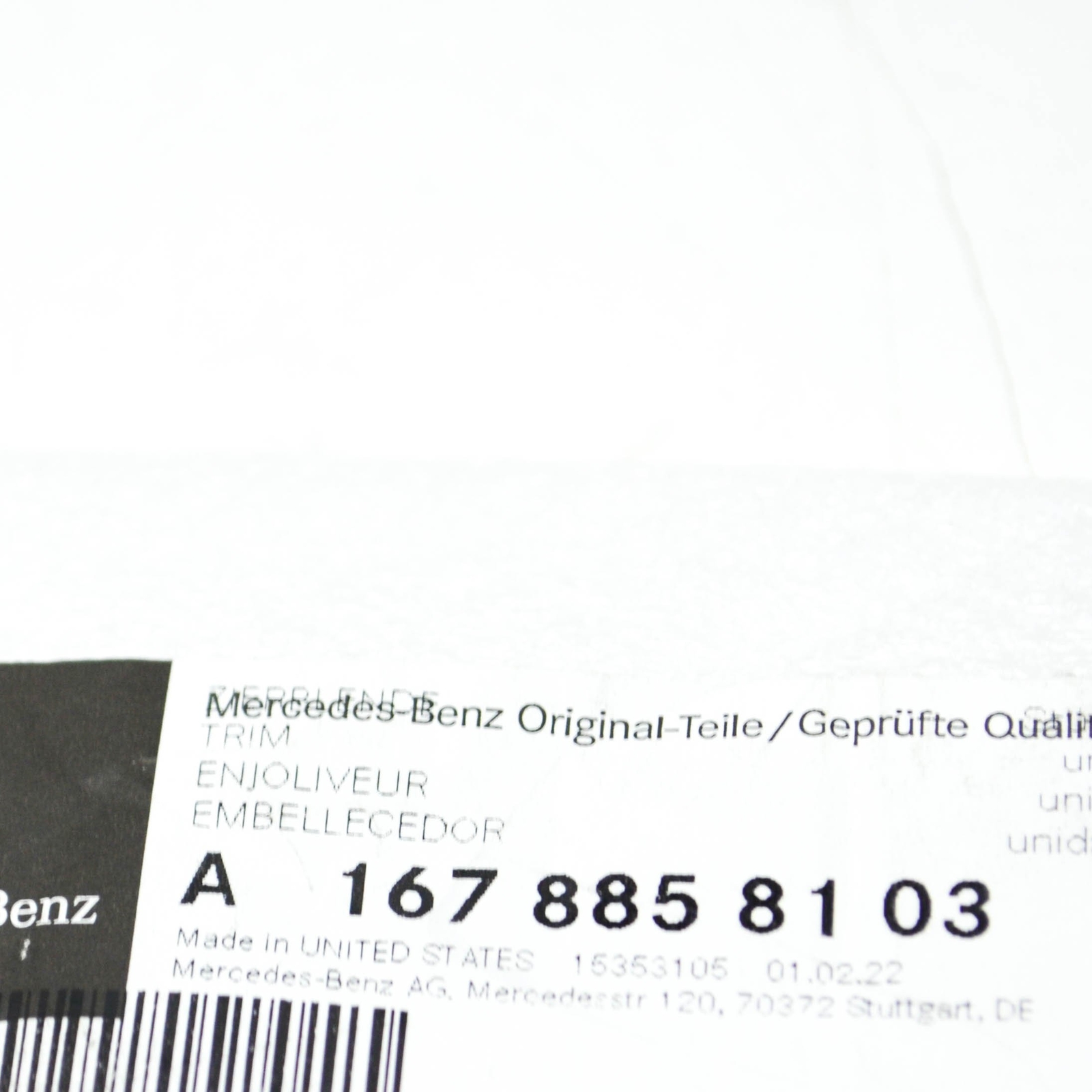 MERCEDES-BENZ GLE W167 Front Left Bumper Trim Molding A1678858103 NEW ...