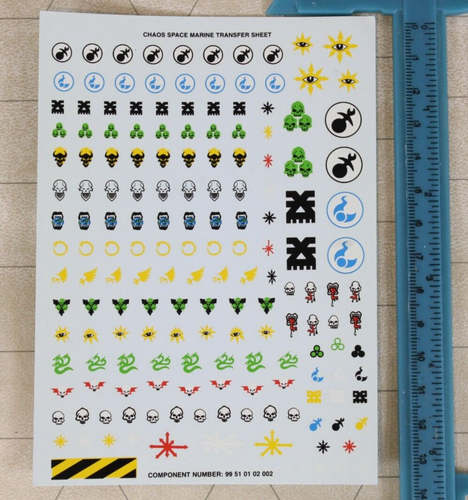 CHAOS SPACE MARINE DECAL TRANSFERS sheet - vintage GW Citadel WARHAMMER ...