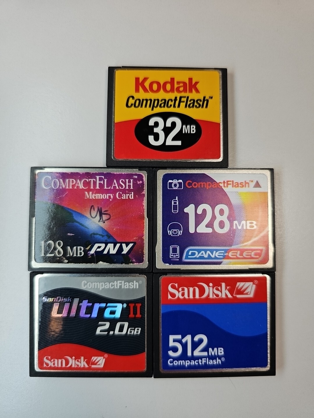 Lot of 5 Compact Flash Cards 1 x 32MB 2 x 128MB 1 x 512MB 1 x 2.0GB | eBay