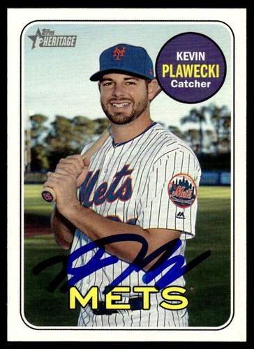 2018 Topps Heritage Baseball Kevin Plawecki New York Mets #591 Signed ...