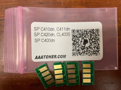 4 x Toner Chip for Ricoh Type 145, SP C410, SP C411, SP C420dn, CL4000 ...