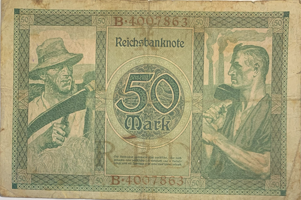 Vintage 1920 50 Mark Note - German Reichsbank Issue | eBay