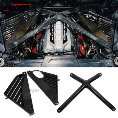 Dry Carbon Engine Hood Panel X-Brace For Corvette C8 Coupe Z51 Stingray ...