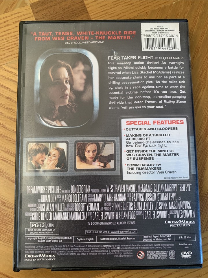 Red Eye (DVD, 2006, Widescreen) 678149447224| eBay