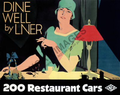 Dine Well vintage railway dining cars travel poster 12x16 | eBay