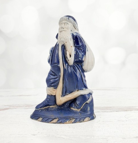 Vintage 1988 Rowe Pottery Works Salt Glaze Santa with Sack Figurine 7 ...