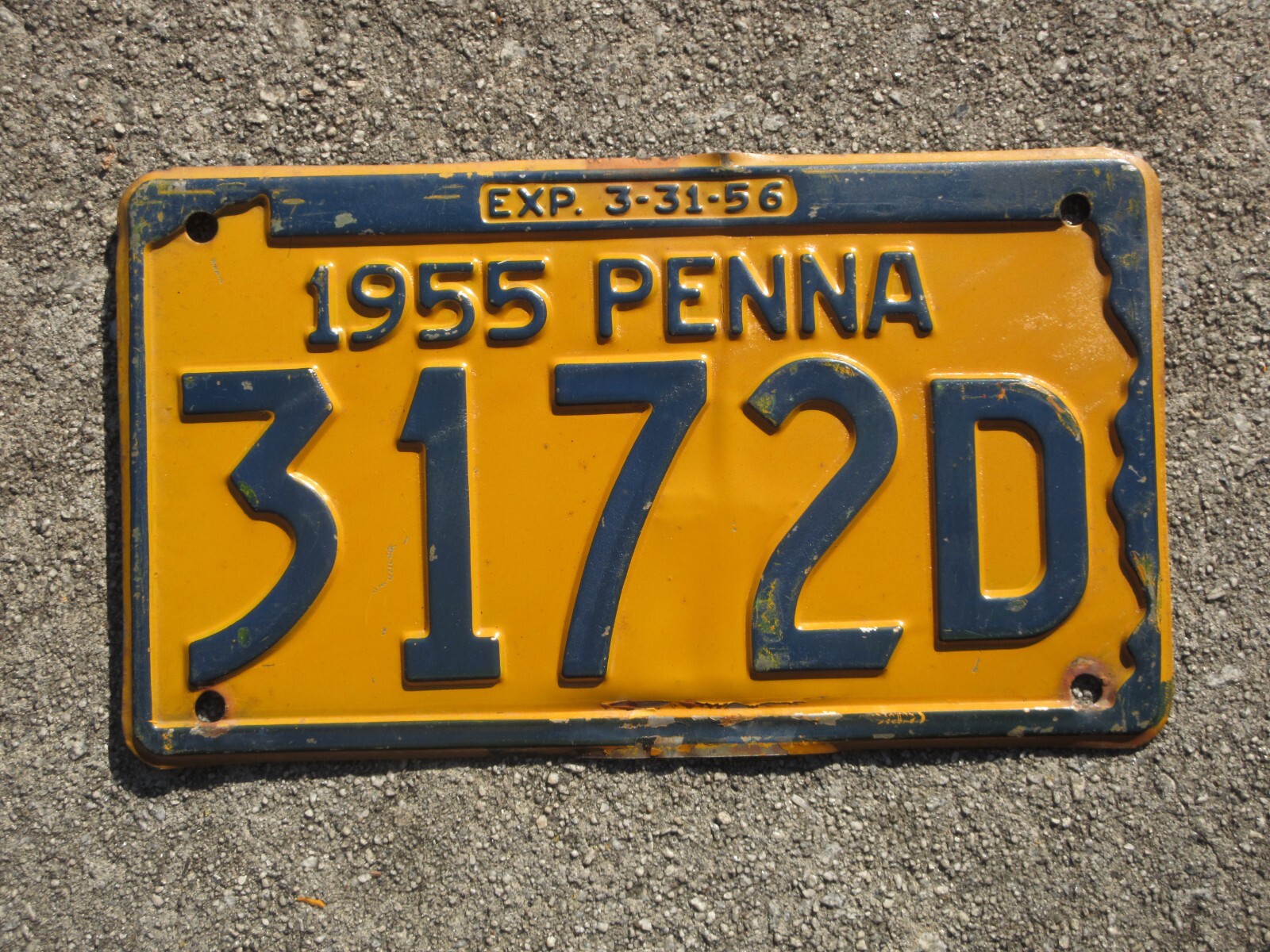 1955 Pennsylvania License Plate State Shape PA Penna Car Tag - (Pick ...