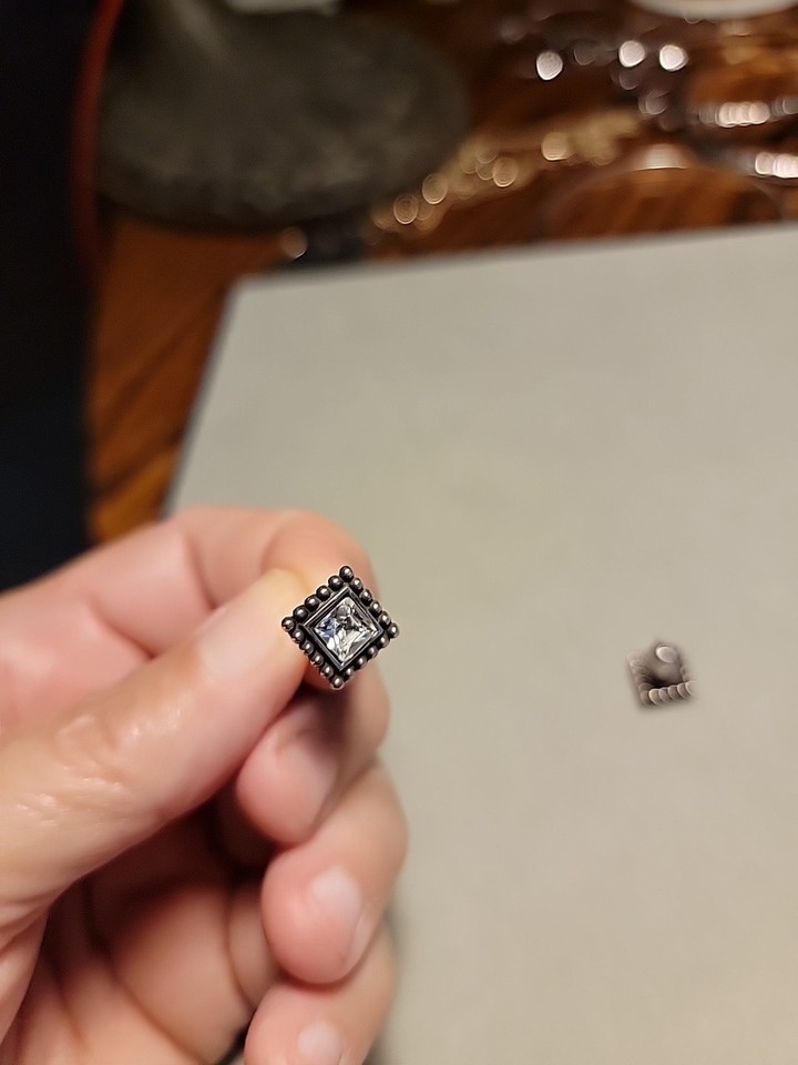 Brighton Mini Post Earrings Square Crystal Silver Beaded Stud | eBay