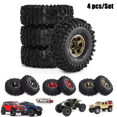 4Pcs 1.0" Beadlock Wheels and Tires Set for 1/24 SCX24 AX24 FCX24 1/18 ...