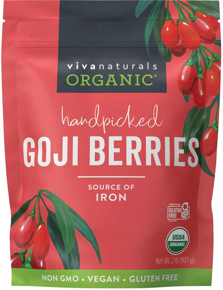 Viva Naturals Organic Dried Goji Berries, Non-Gmo & Vegan Wolfberries ...