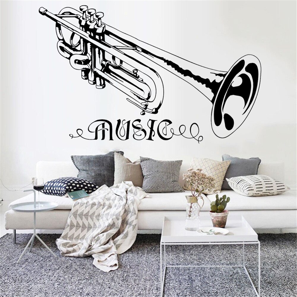 Trumpet Music Wall Stickers Musician Studio Office Decor Removable ...