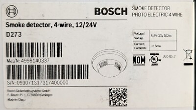 Bosch D273 4‑Wire Smoke Heat Detector - SAME DAY SHIPPING | eBay