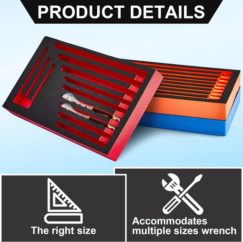 3 Pcs Foam Wrench Organizer Ratcheting Tool Tray Wrench Tool Box ...