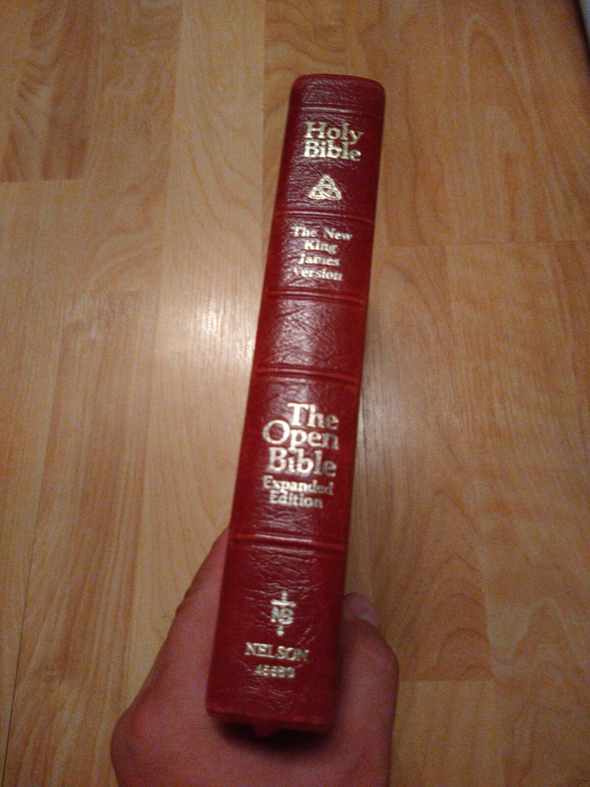 NKJV Open Bible Red Genuine Leather | eBay
